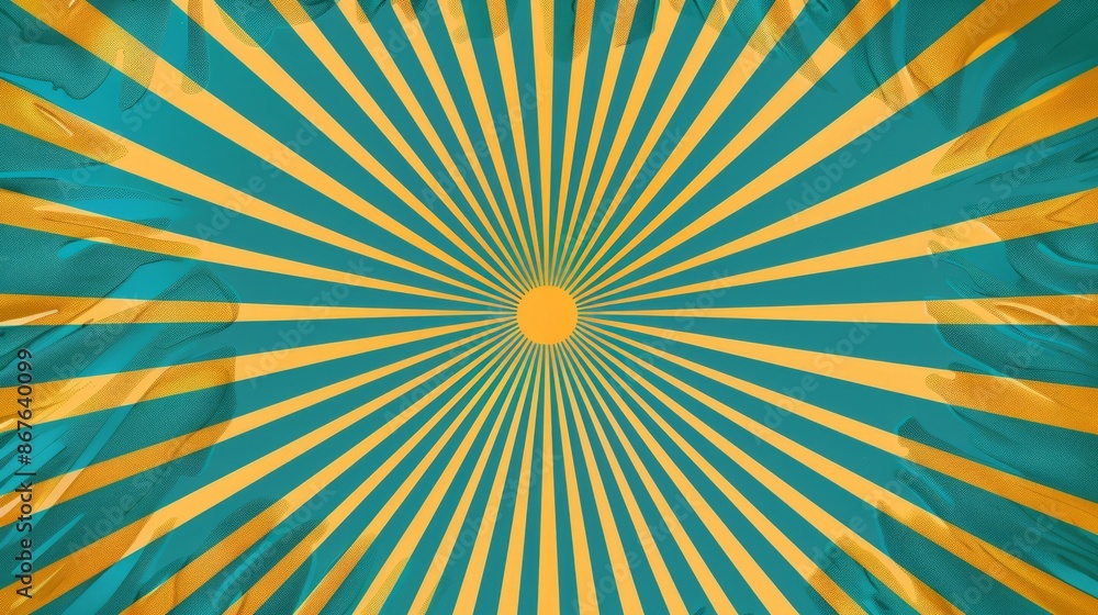 Sun ray or star burst comic radial lines background with vibrant yellow ...