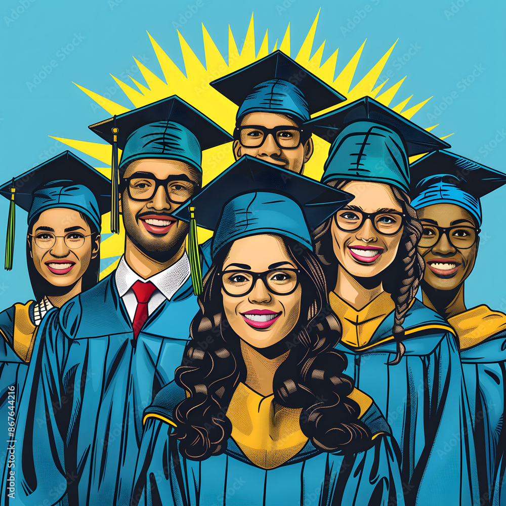 group of graduates during commencement. concept education ...