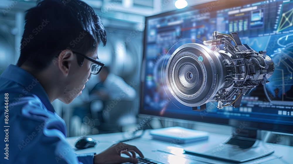 Aerospace Engineer Designing Advanced Spacecraft Propulsion System in ...