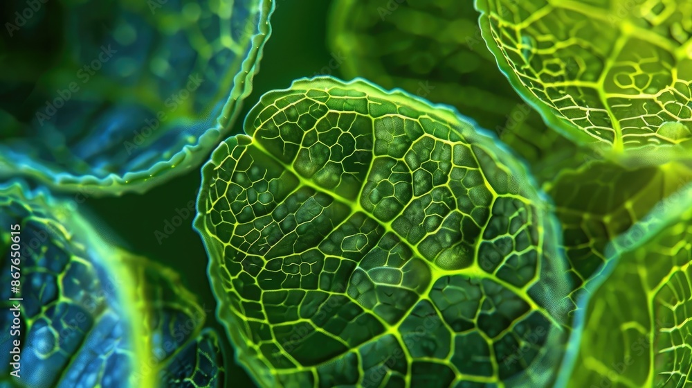 Plant Leaf Stomata Analysis: High-resolution microscopy of leaf stomata in plants, illustrating ...