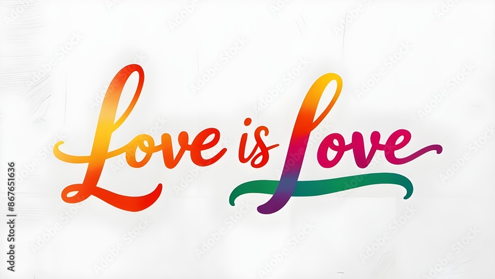 A vibrant graphic featuring the single line phrase "Love Is Love ...
