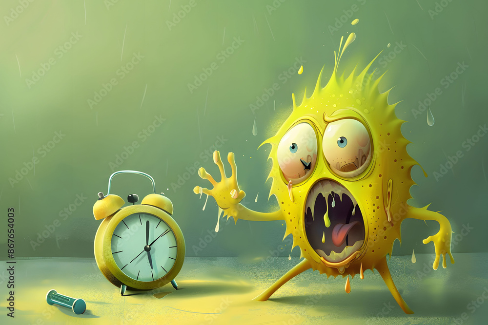 Time's Up! Cartoon Style Illustrations of Clocks and Panicked ...