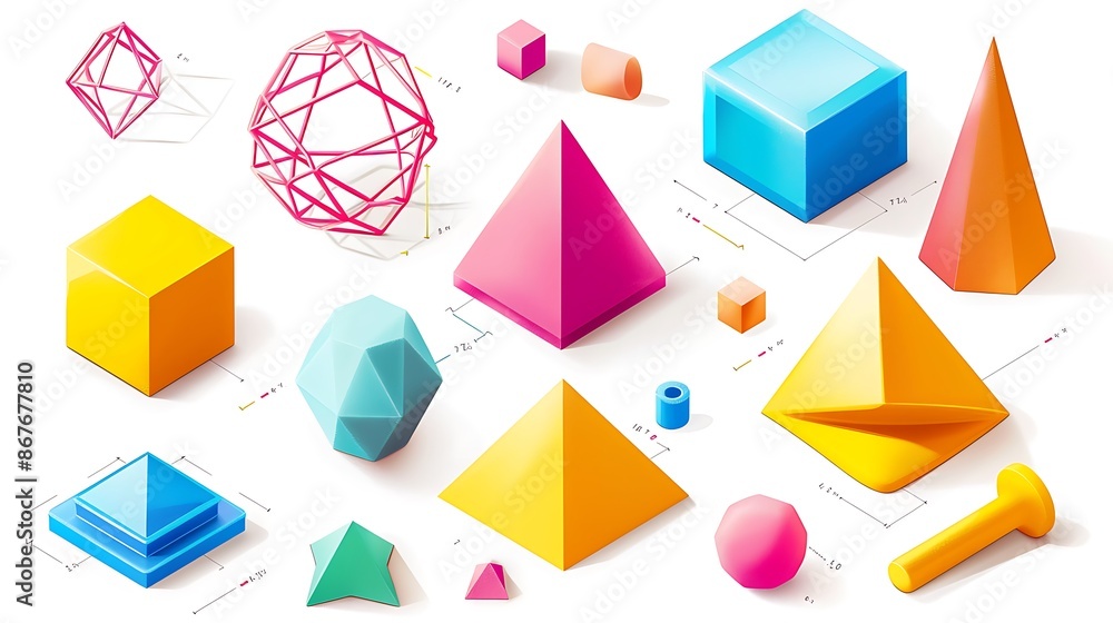 Visual aid on Solid Geometry illustrating properties and formulas for ...