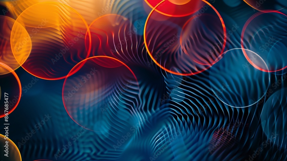 Abstract Art with Vibrant Colors, Circles, and Wave Patterns Creating a ...