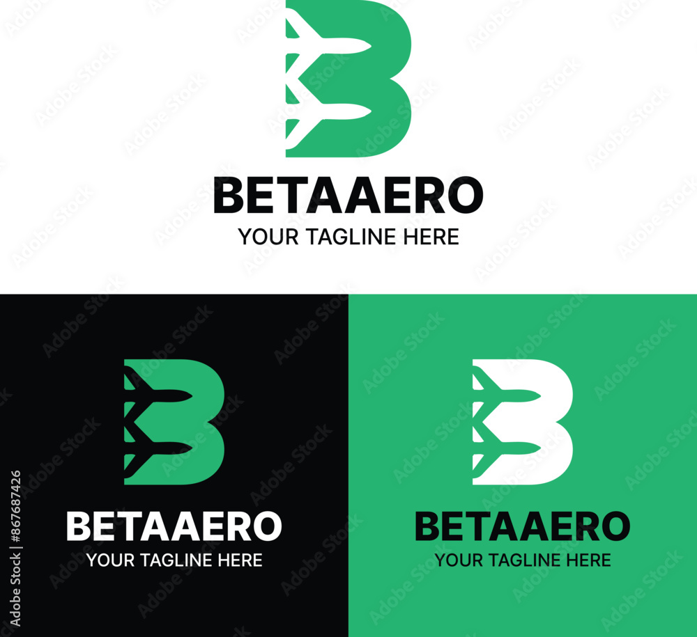 Beta Aero Logo, B logo, b letter logo, b alphabet logo, b negative ...