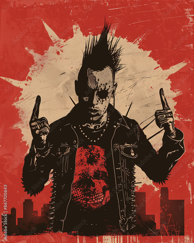 Punk rock singer with a studded jacket and spiked hair is giving the ...