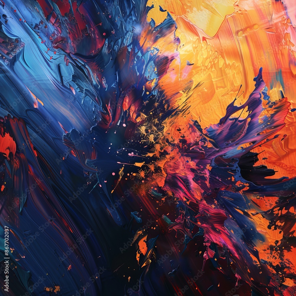 Draw an abstract oil painting to express inner excitment and joy ...