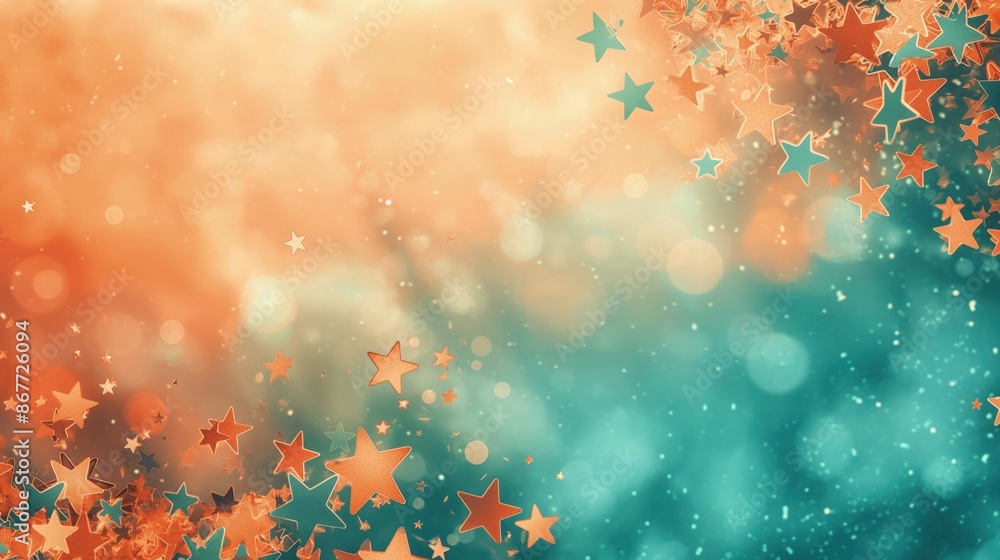 A New Year virtual background with a combination of orange and teal ...