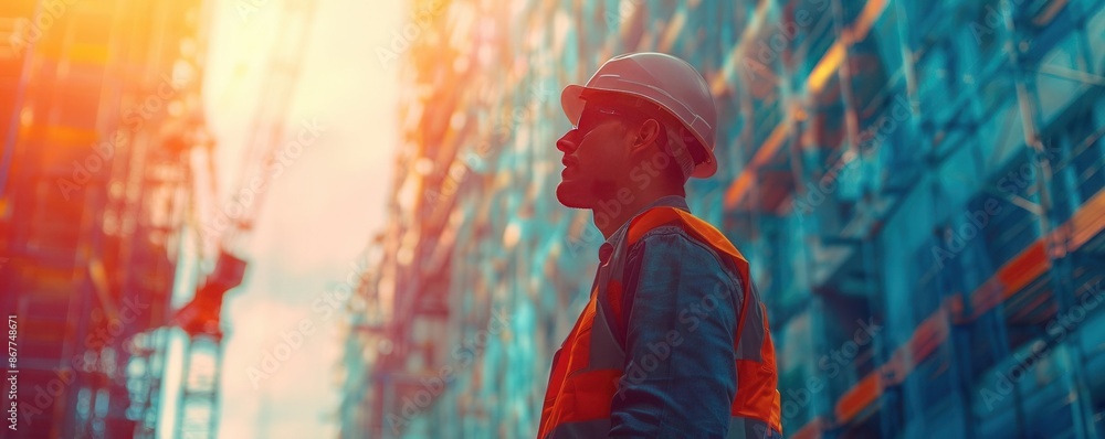 Engineer examining structural integrity of a building under ...