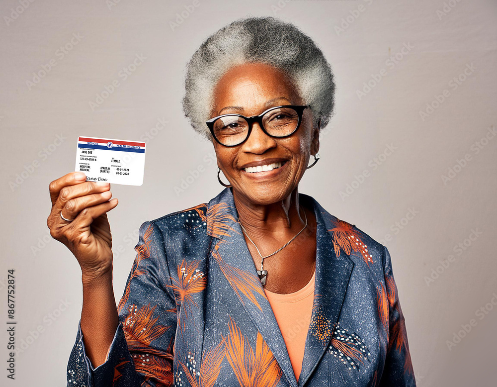 An elderly African American woman smiles as she holds up her federal ...