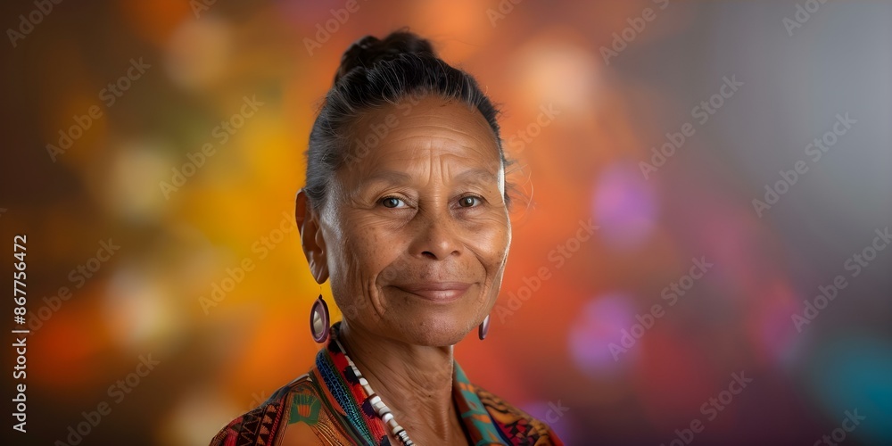 Australian Indigenous woman standing as a community leader in front of ...