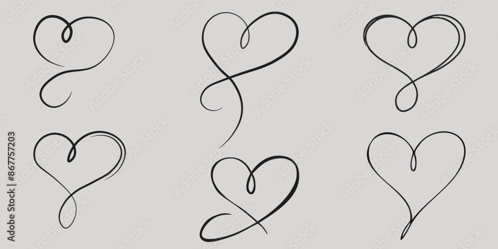 Elegant Heart Line Art Vector Collection - High-Quality Love Symbols ...