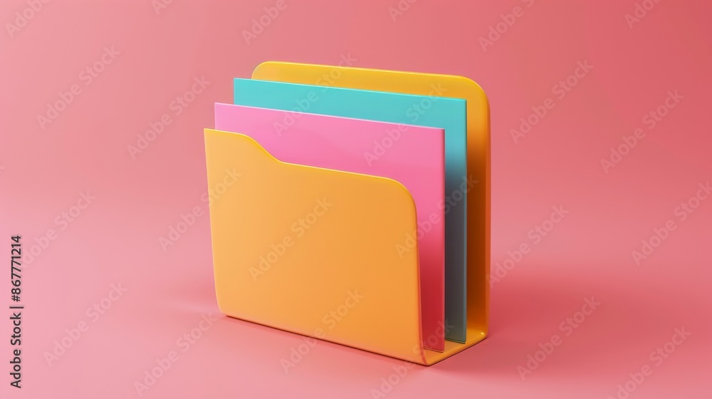 3d folder and paper for management multimedia file. document file work ...