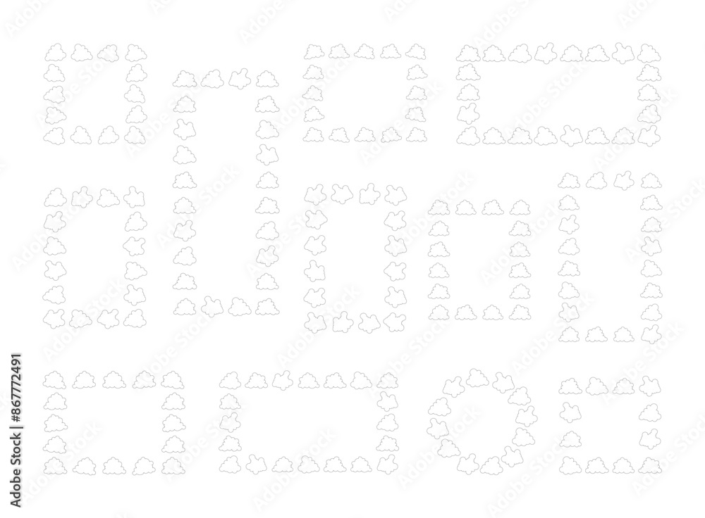 Cumulus cloud decorative frame. Coloring Page. Weather decoration ...