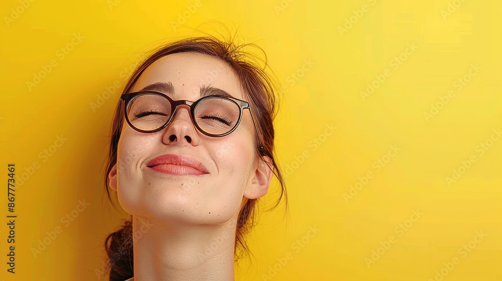 closeup portrait headshot cropped face above lips of cute happy woman ...