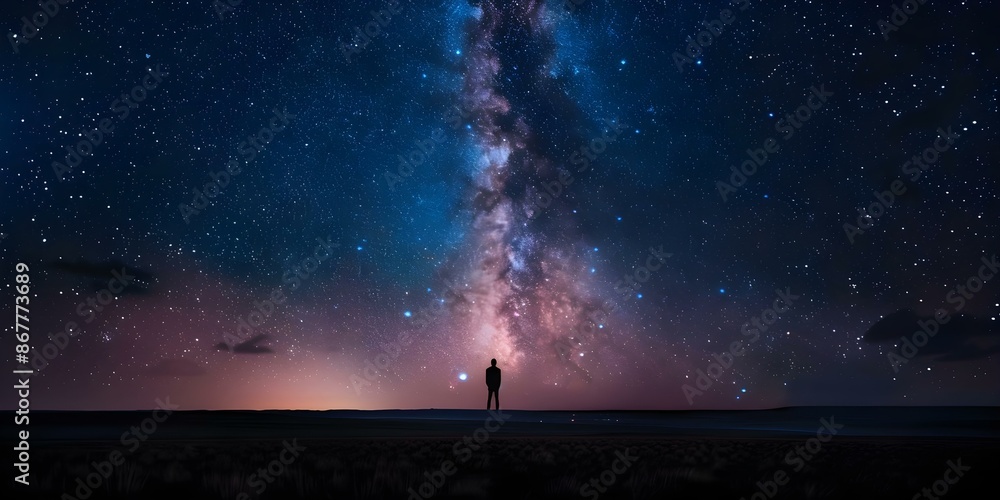 Contemplating the Infinite A Figure Gazing at the Vast Night Sky ...