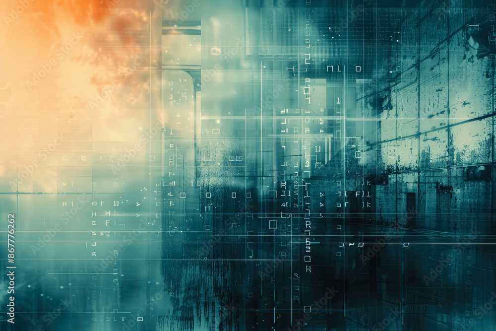 Modern medical background with a grid overlaid with translucent medical ...