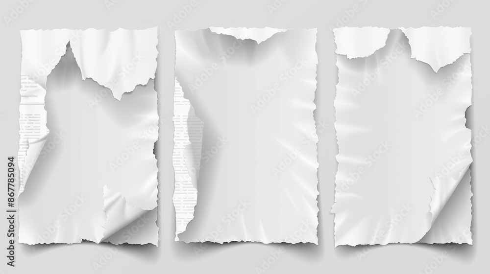 Realistic set of ripped white paper sheets png isolated on transparent ...