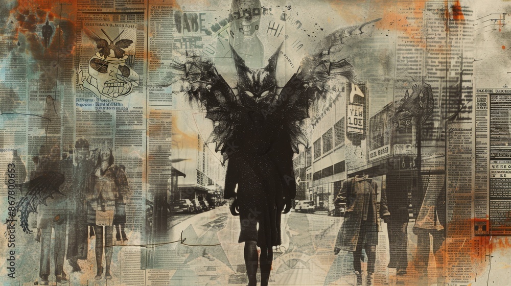 folklore and urban legend, featuring Mothman emerging from an old ...