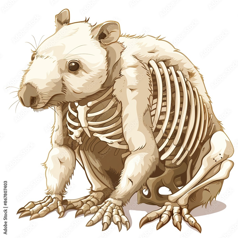 Wombat skeleton cartoon isolated whitebackground Stock Illustration ...