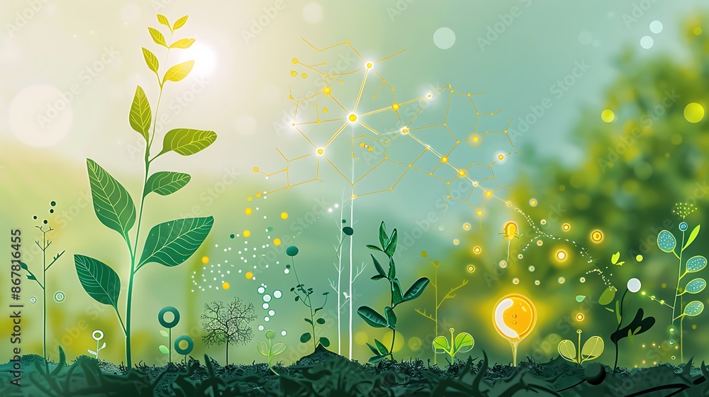Diagram illustrating the process of photosynthesis in plants showing ...
