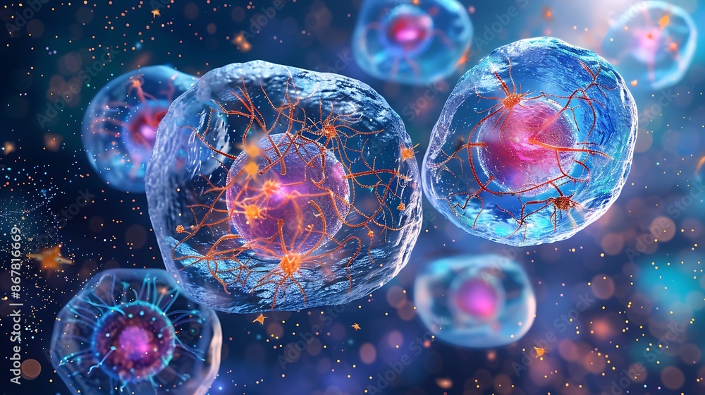 Diagram showing the process of cellular mitosis highlighting the phases ...