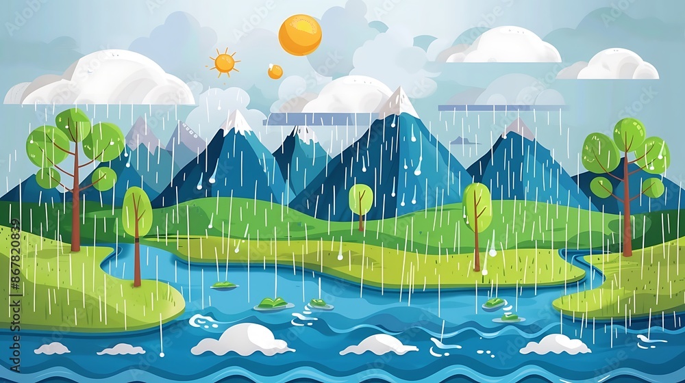 Educational visual aid explaining the water cycle with labeled diagrams ...