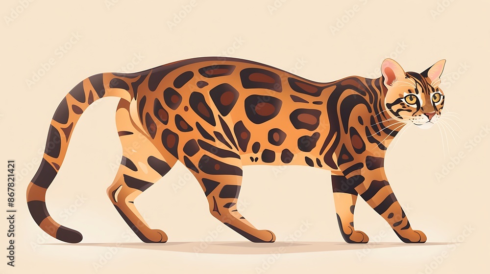 Infographic focusing Bengal Cat Felis catus highlighting origins ...