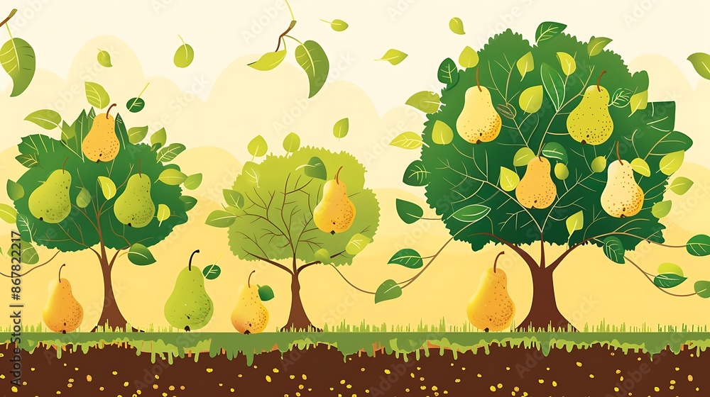 Infographic focusing on the Pear Pyrus spp highlighting its late summer ...