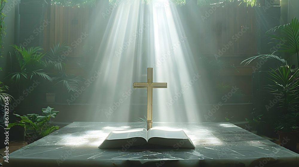 christian cross, symbol of salvation and faith, religious illustration ...