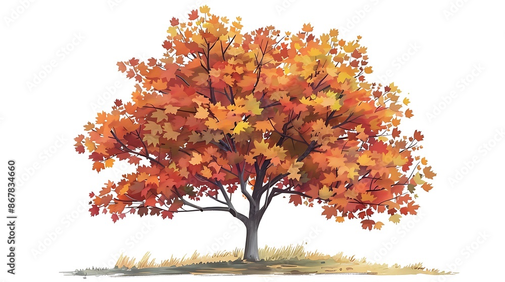 Educational chart Maple Tree Acer saccharum showcasing its vibrant ...