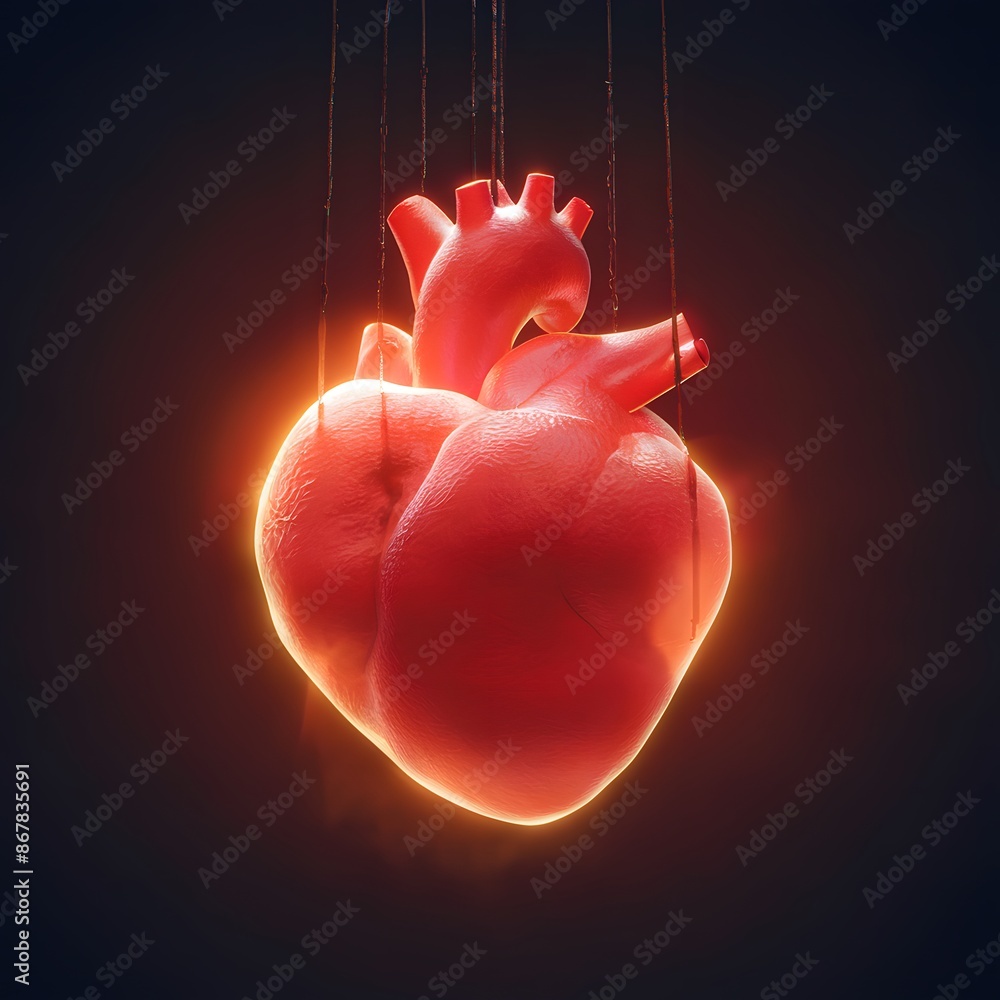 heart human real veins anatomy on black background. a large transparent ...