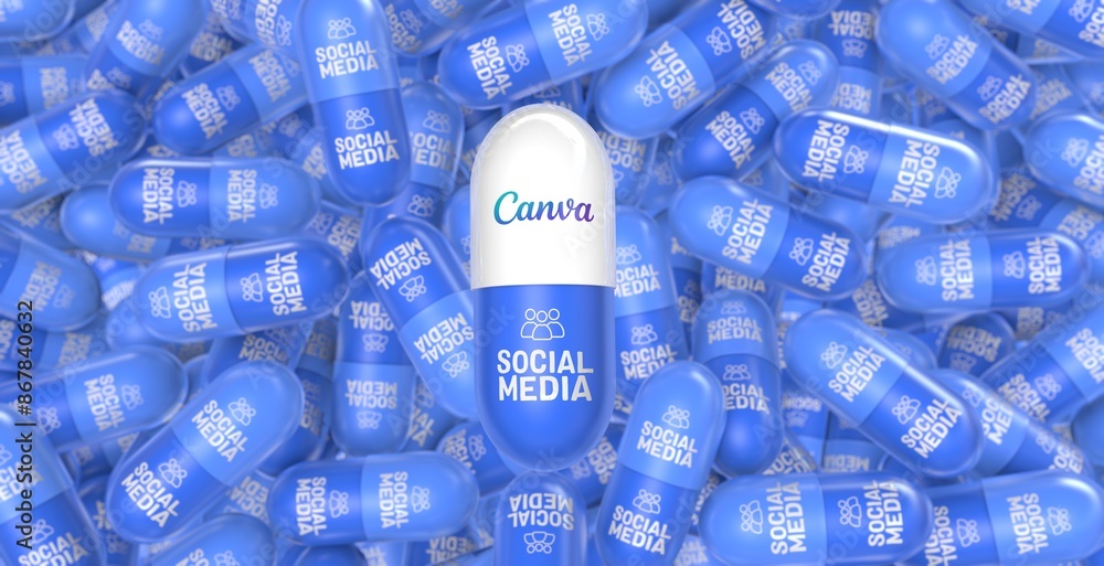 canva, 3D Pill Visual Design Concept - canva Social Media Background ...