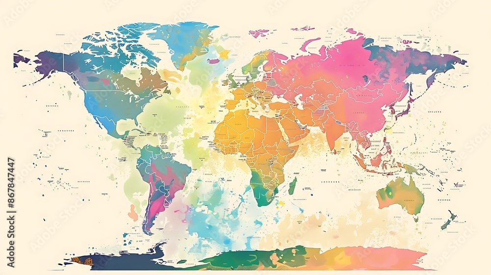 Colorful world map highlighting the various climate zones including ...