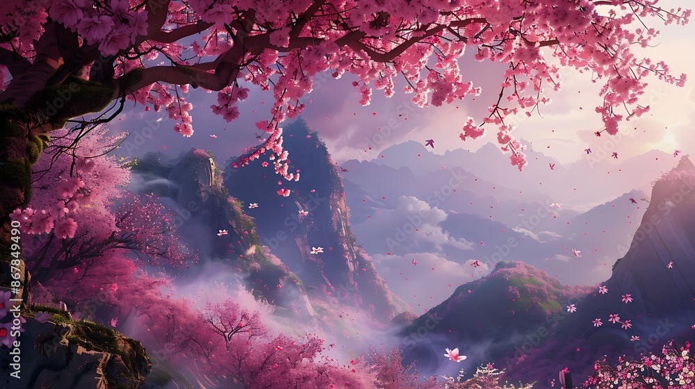 Visual aid on the Cherry Blossom Prunus serrulata illustrating its ...