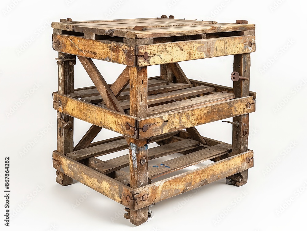 Miniature model of scaffolding, isolated on white background to ...