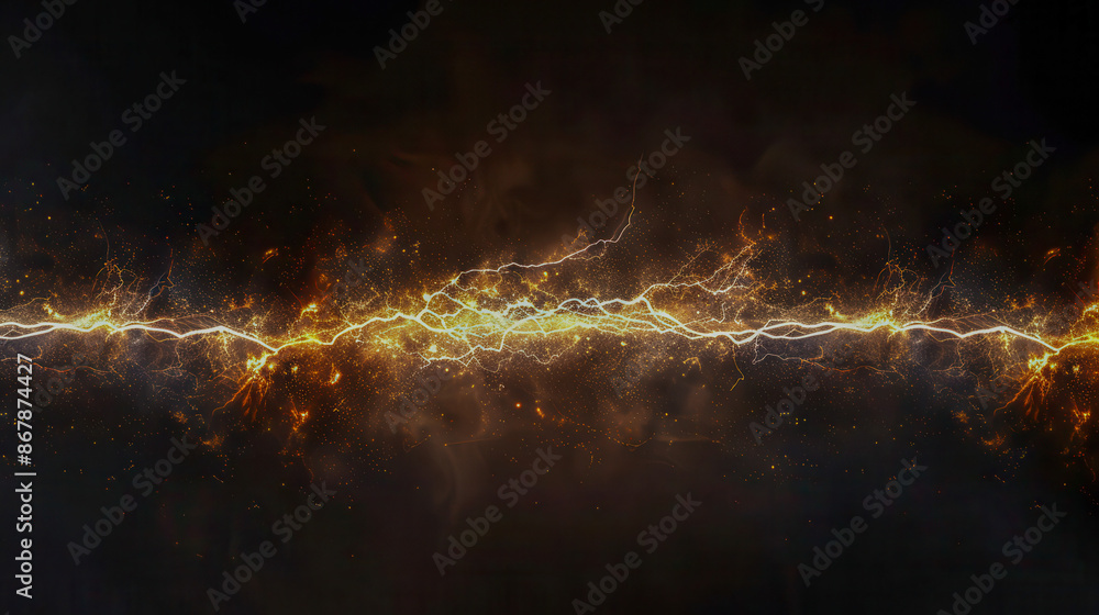 Hologram of lightning streaking across the sky, emitting bright white ...