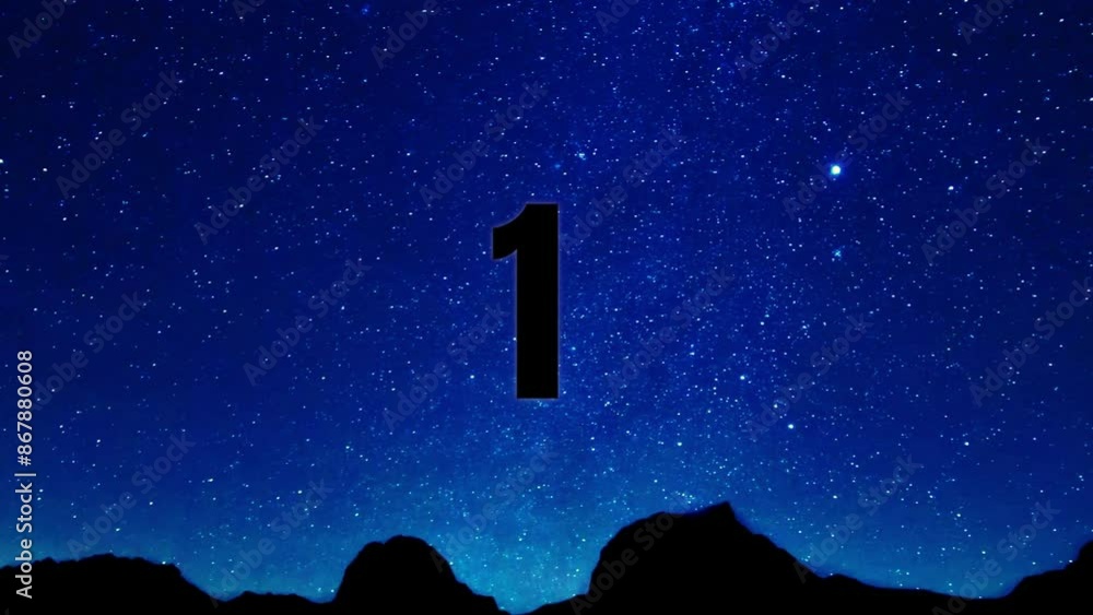 Countdown timer with starry night sky from 1 to 5 for premiere videos ...