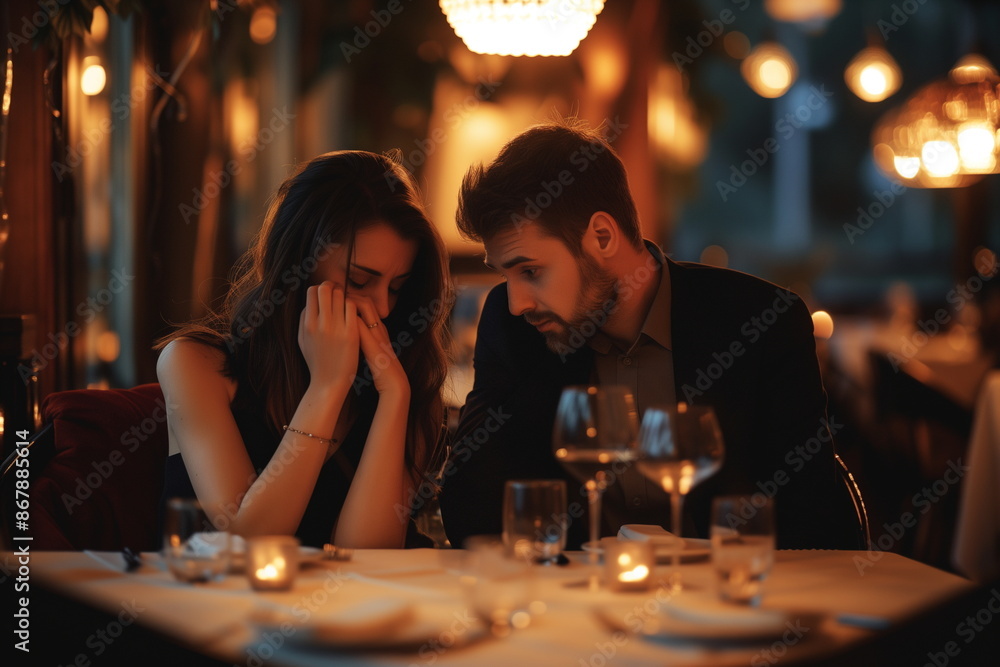 Affectionate couple charming restaurant creating momentous memory. Man ...