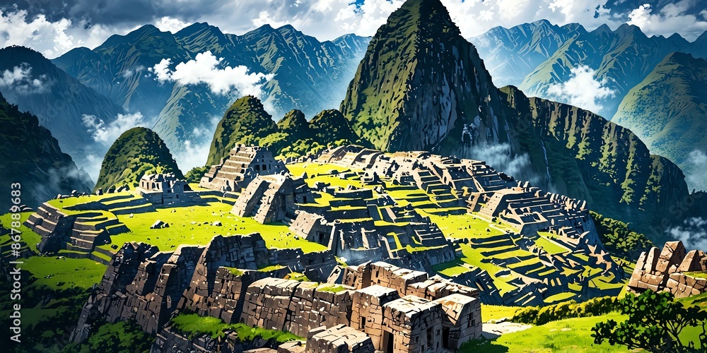 view in peru anime style stunning aesthetic and h background Stock ...