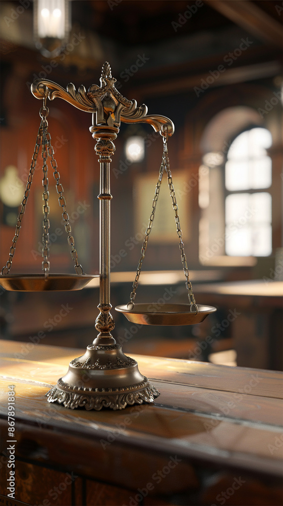 Scale of justice in court. Legal office of lawyers, justice and law ...