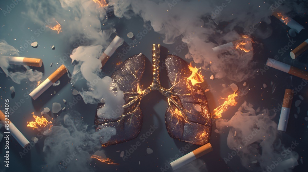 Smoking effect on human lungs. Concept of no smoking and World No ...