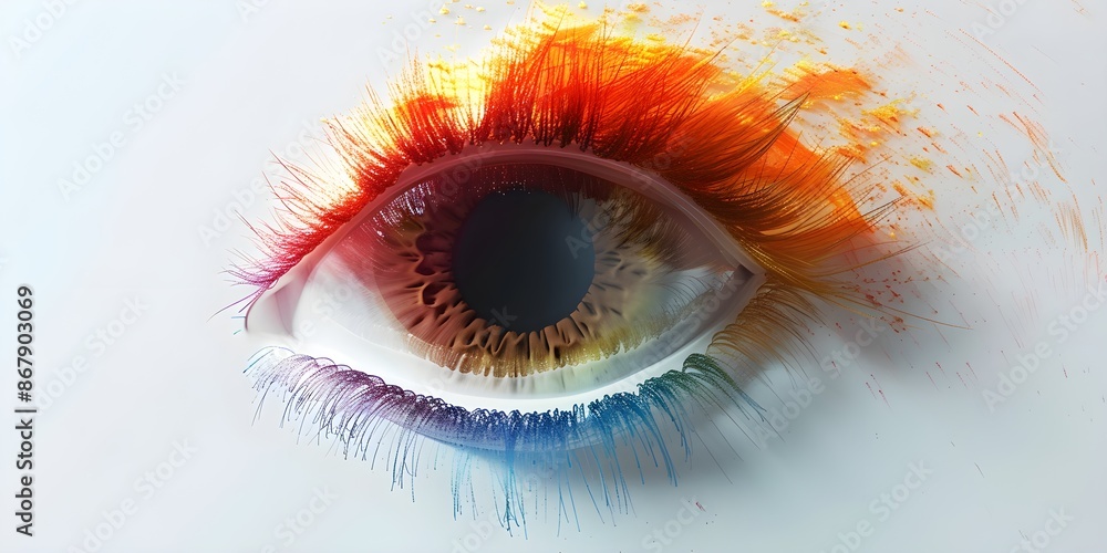 Human multicolored iris of the eye animation concept. Rainbow lines ...