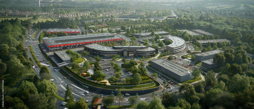 ภาพประกอบสต็อก big complex buildings with a nice urbanistic plan in ...