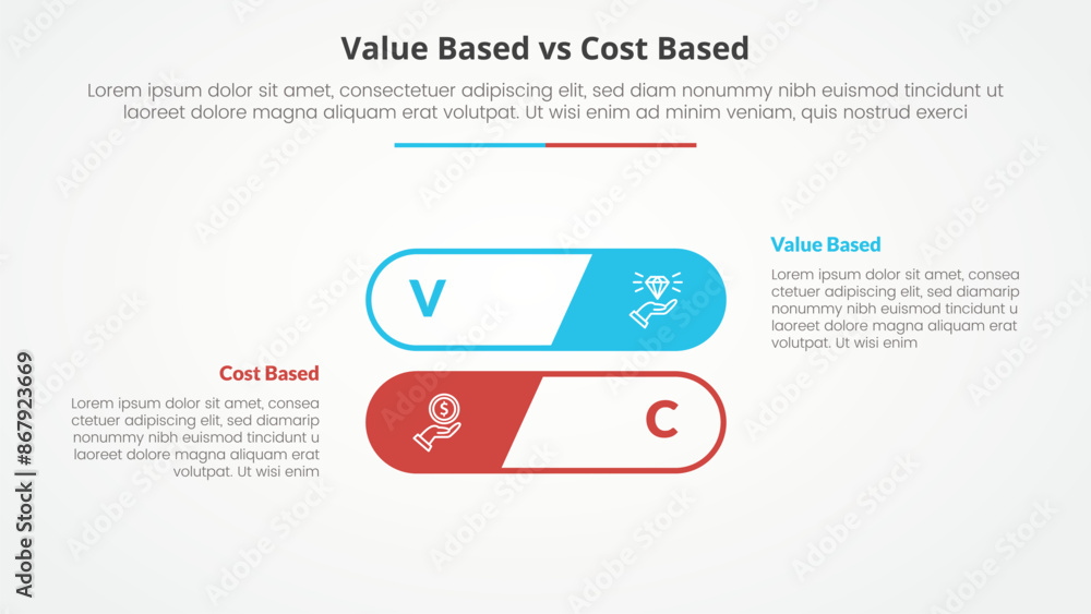 value based vs cost based comparison opposite infographic concept for ...