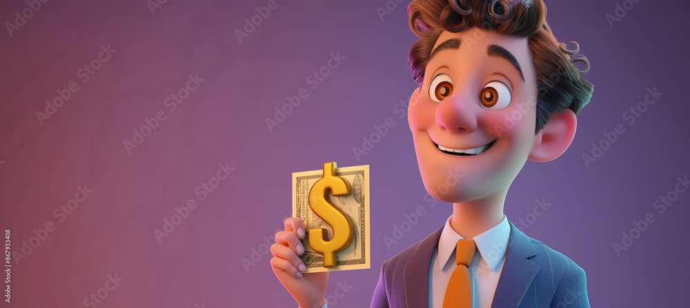 Illustration of Business man holding a dollar sign as a symbol of ...