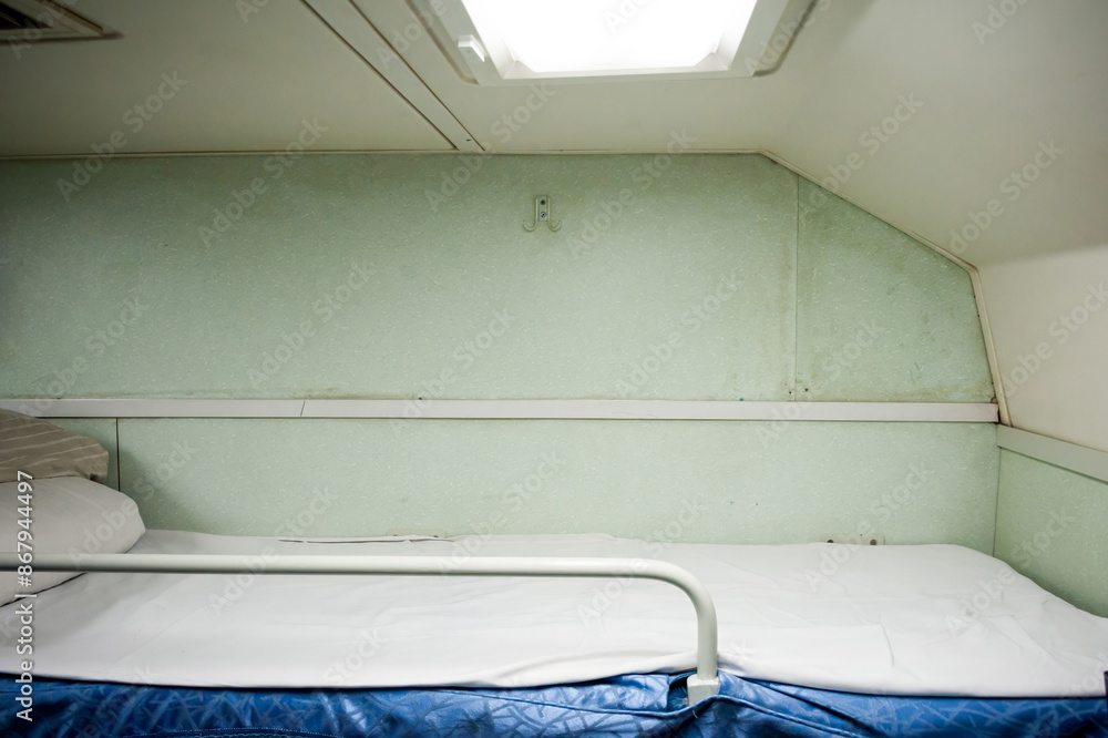 Hard sleeper bed on a Chinese train from Beijing to Xian. This is the ...