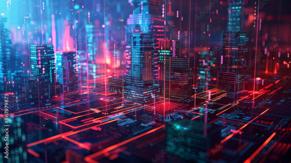 cybersecurity background with a digital fortress surrounded by ...