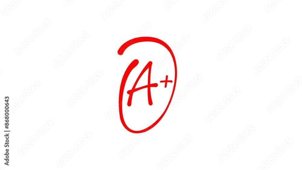 Animated A plus grade red icon. School test score line animation ...