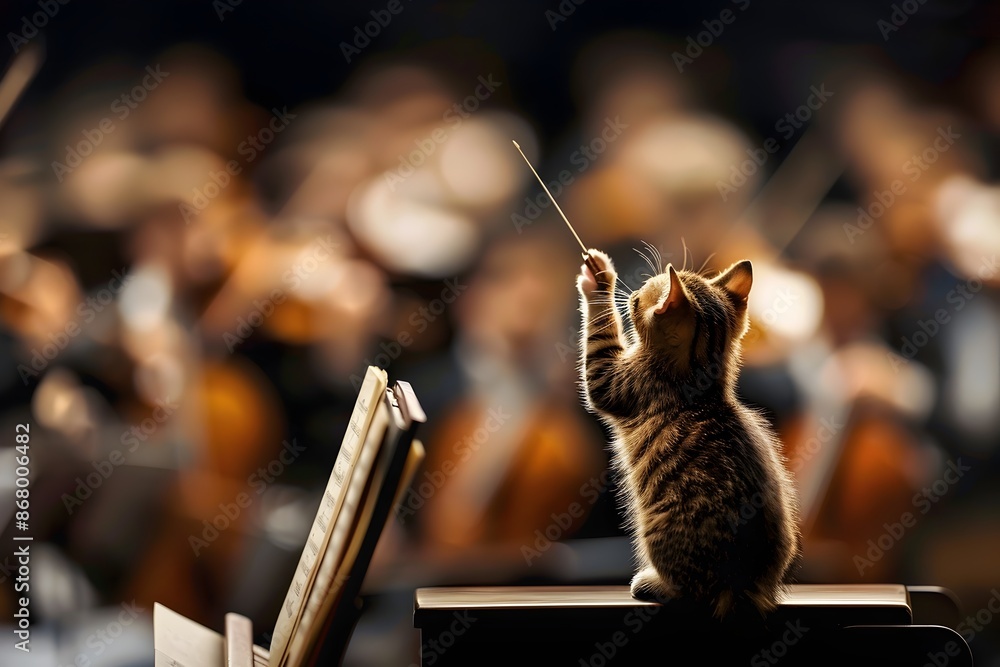 Feline Maestro Commanding the Orchestra Stage with Graceful Poise Stock ...